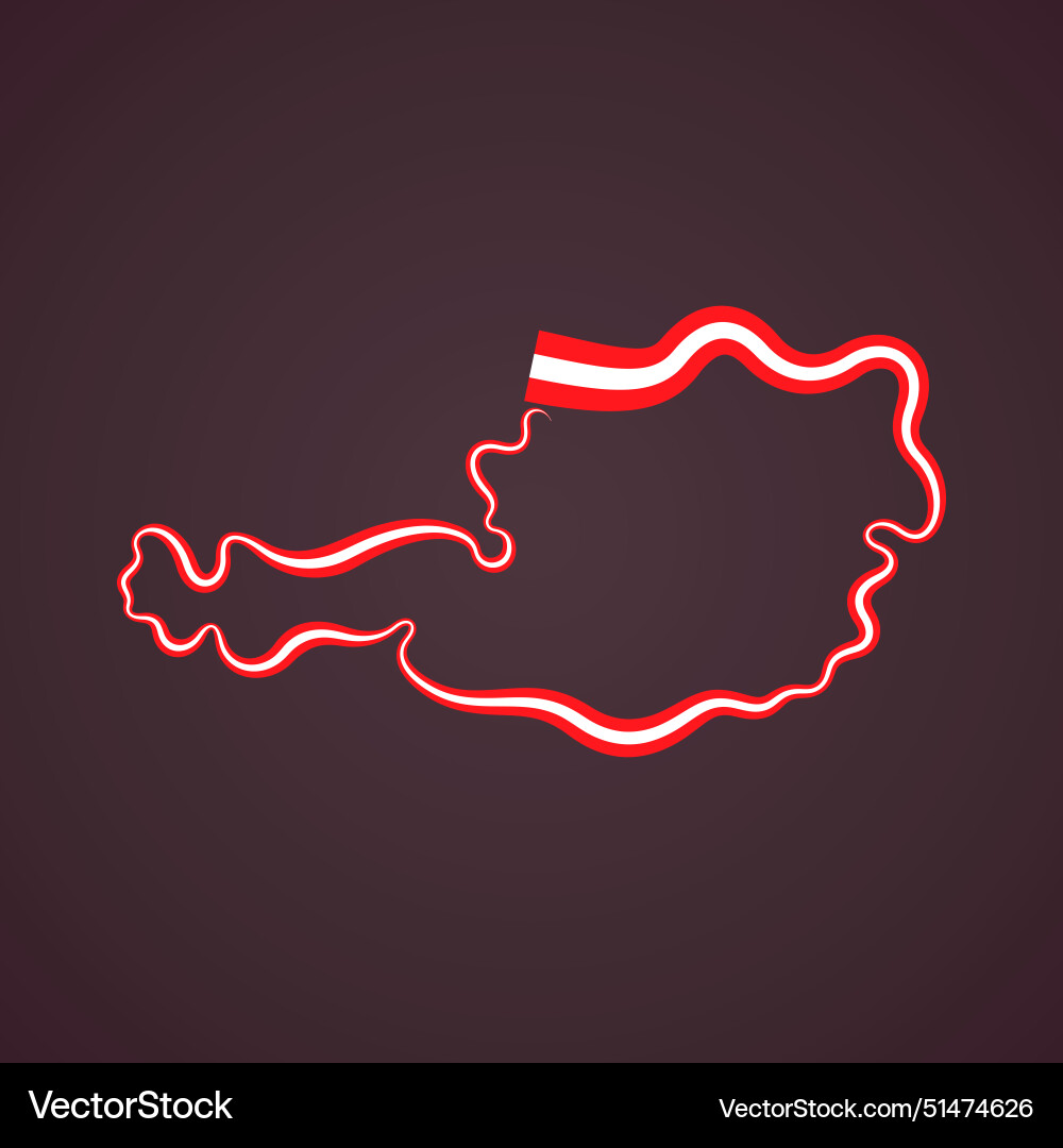 Austria flag ribbon map Royalty Free Vector Image