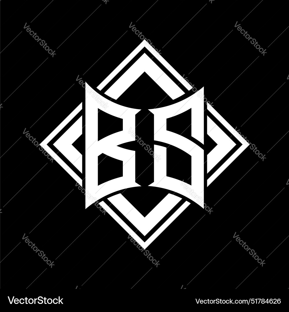 Bs letter logo abstract shield shape with square Vector Image