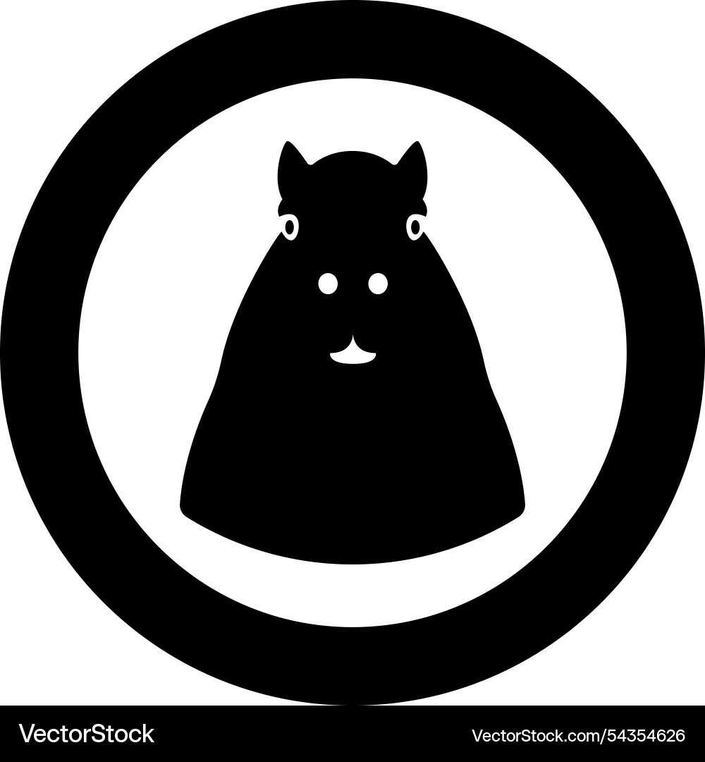 Capybara head icon in circle round black color Vector Image