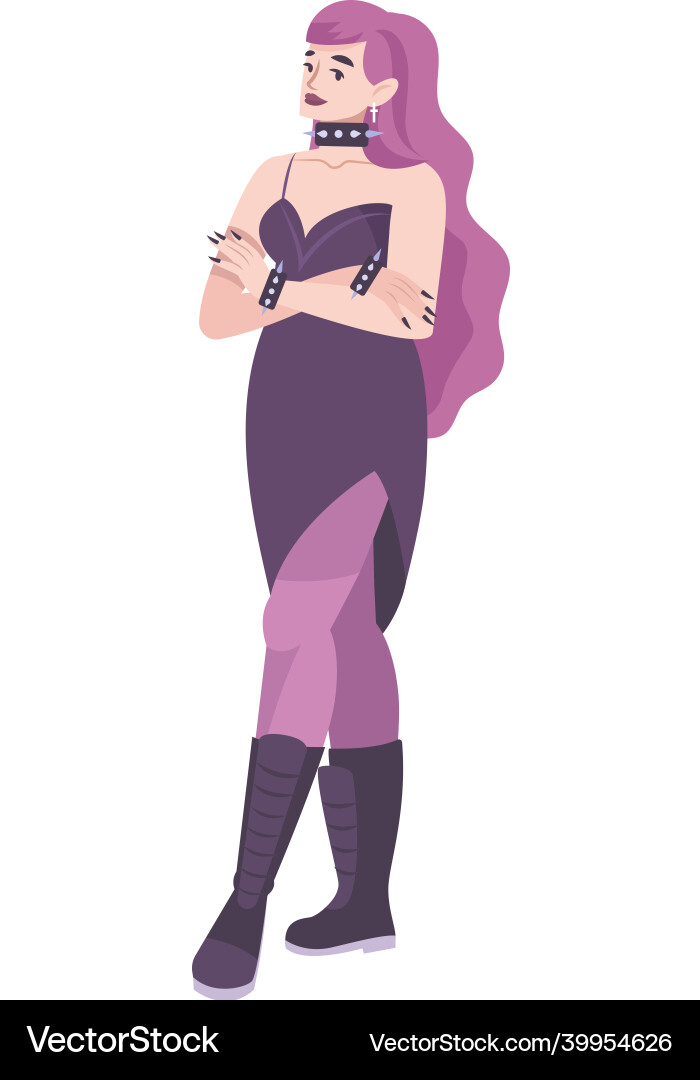 Goth girl flat composition Royalty Free Vector Image
