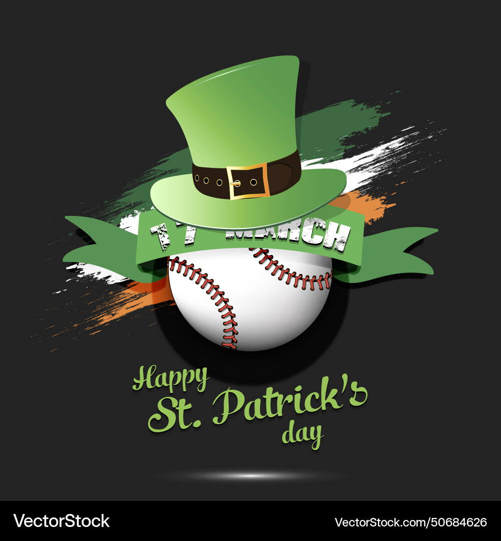Happy st patricks day and baseball ball Royalty Free Vector