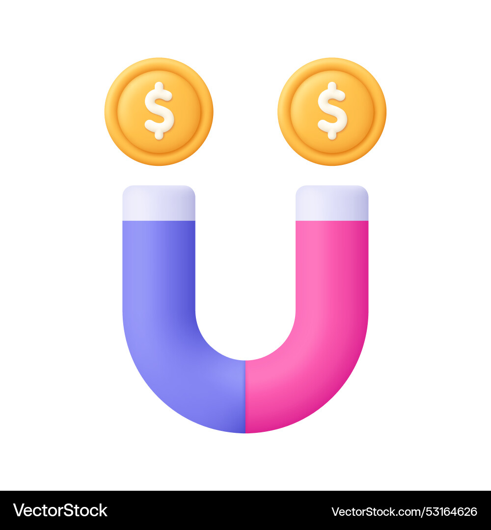 Magnet pulling coin with dollar sign marketing Vector Image