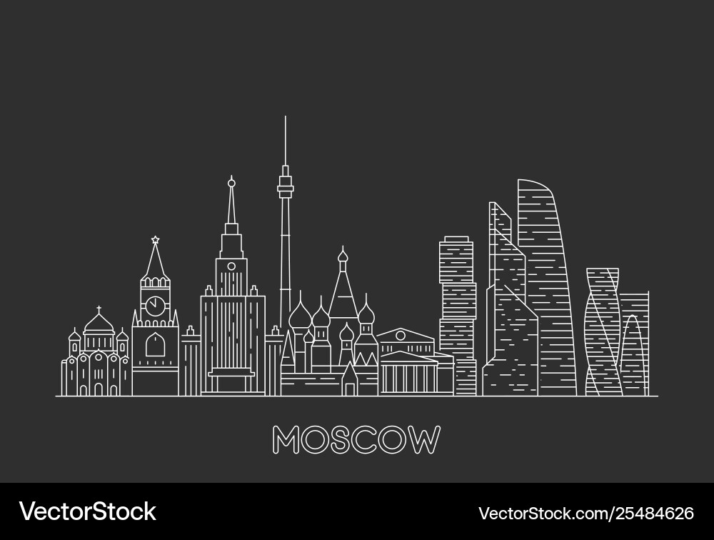 Moscow Skyline Line Art Royalty Free Vector Image