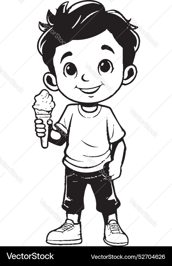 Scoop sensation cartoon logo featuring a boy Vector Image