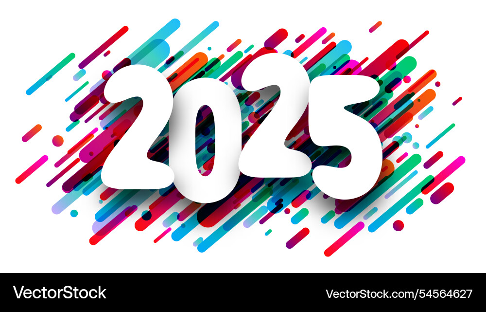 Dynamic 2025 abstract design with vibrant colors Vector Image