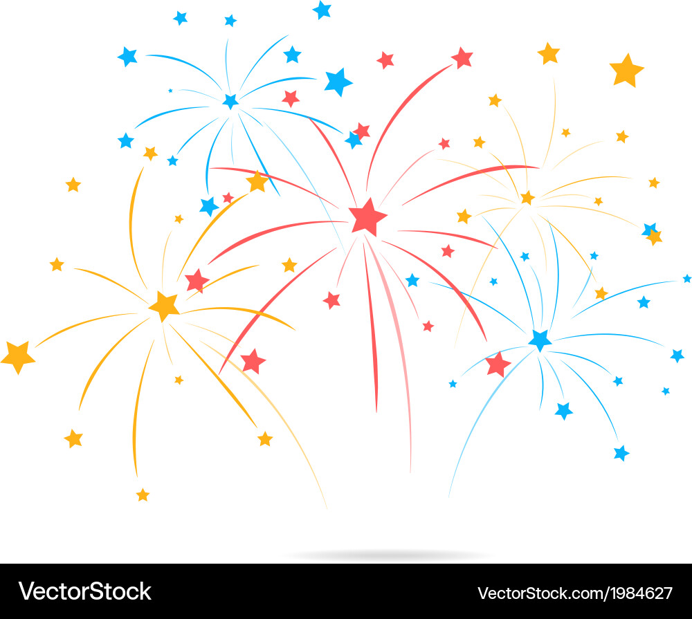 Fireworks with star on white background Royalty Free Vector
