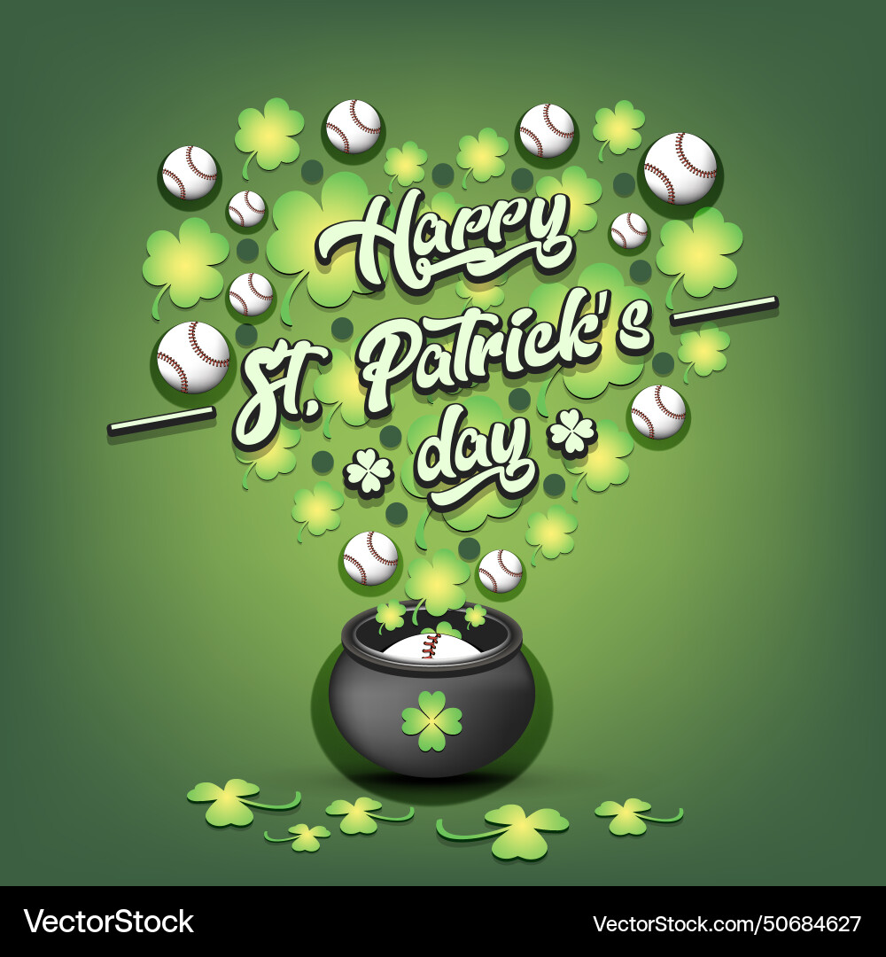 Happy st patricks day and baseball ball Royalty Free Vector