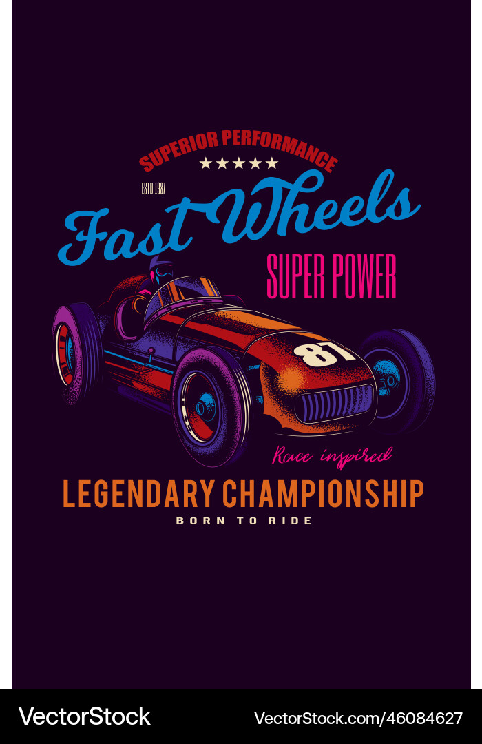 Neon Racing Car Illustration Royalty Free Vector Image