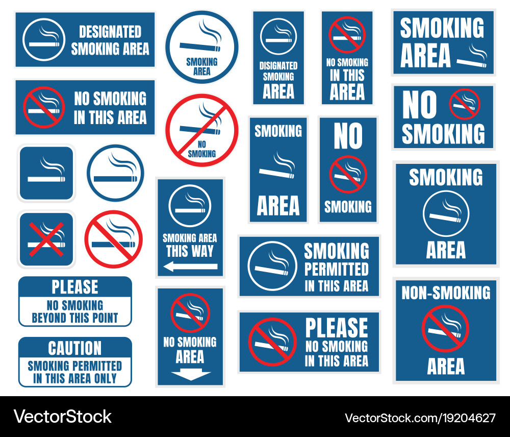 No smoking and area labels Royalty Free Vector Image
