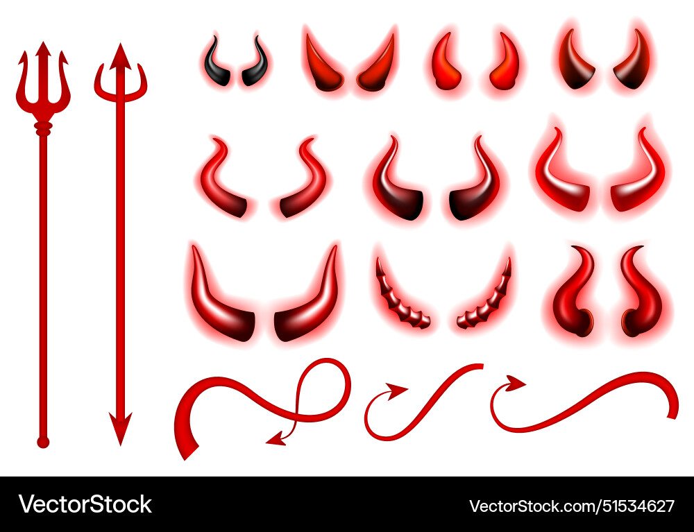 Set of realistic horn isolated eps Royalty Free Vector Image