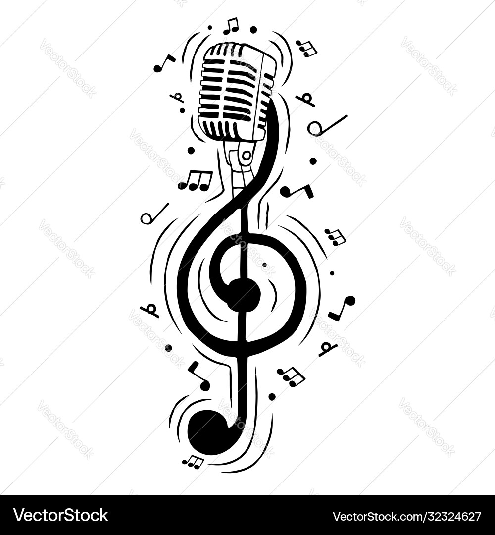 Treble Clef Music Note Microphone Royalty Free Vector Image