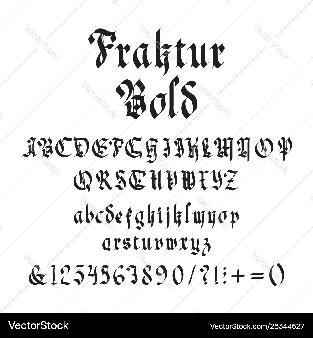 Vintage gothic bold font Royalty Free Vector Image