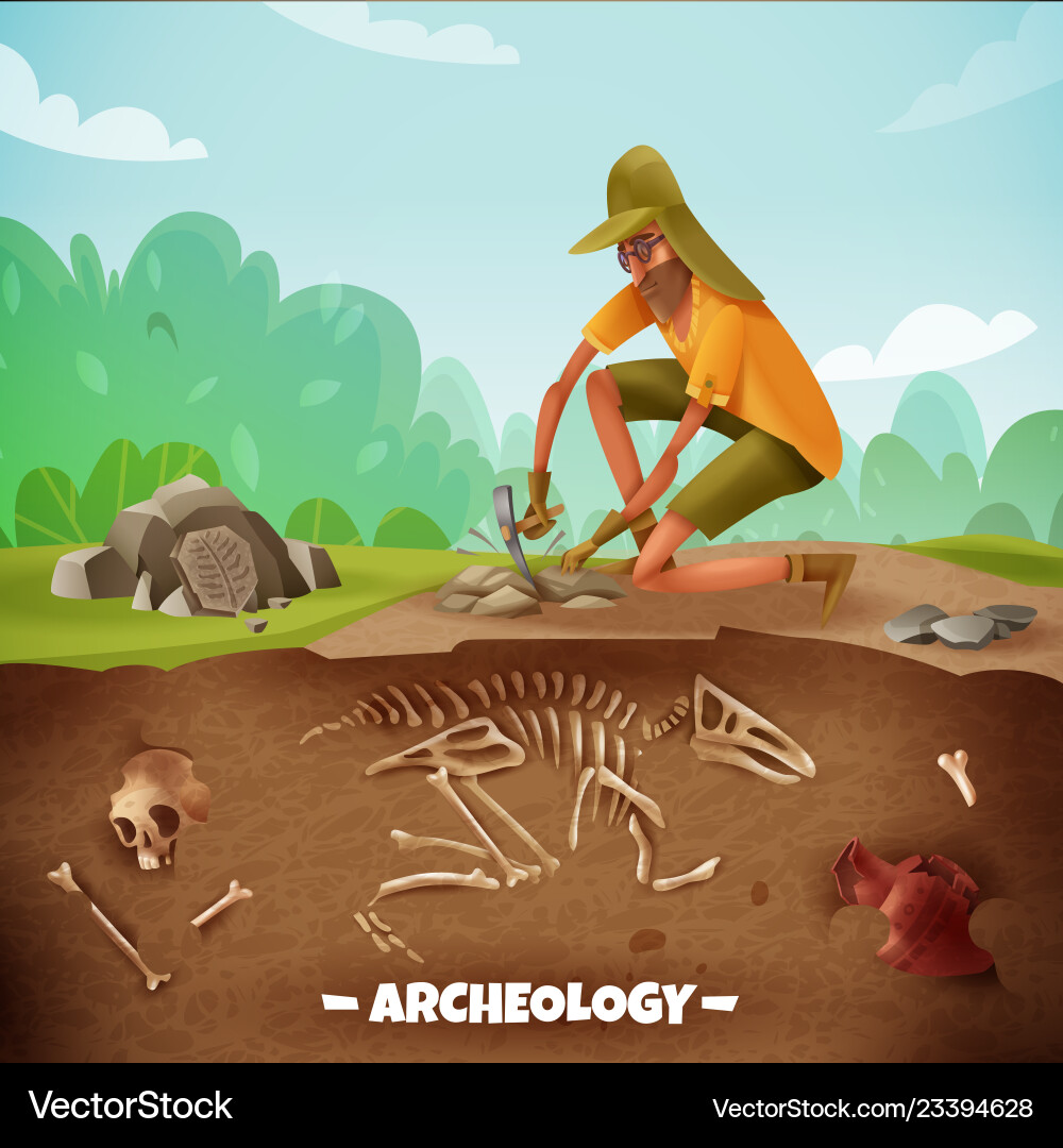 Archeologist outdoor expedition background Vector Image
