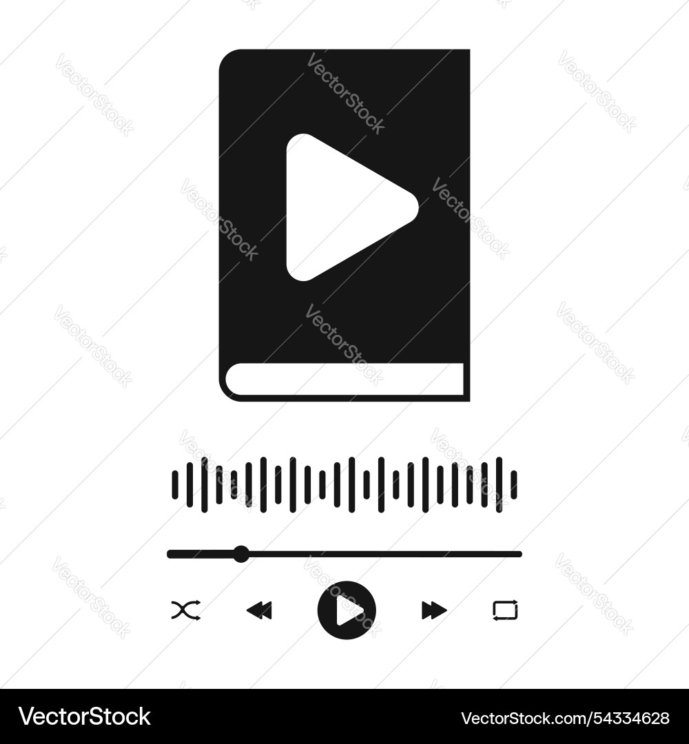 Audiobook app interface template with audio book Vector Image