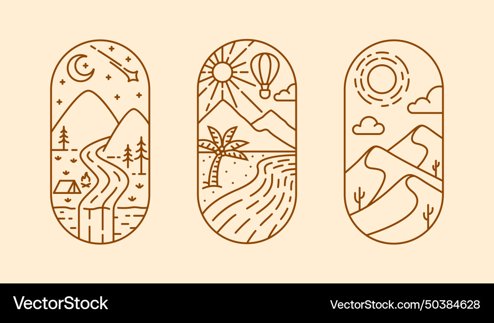 Beautiful nature line art Royalty Free Vector Image