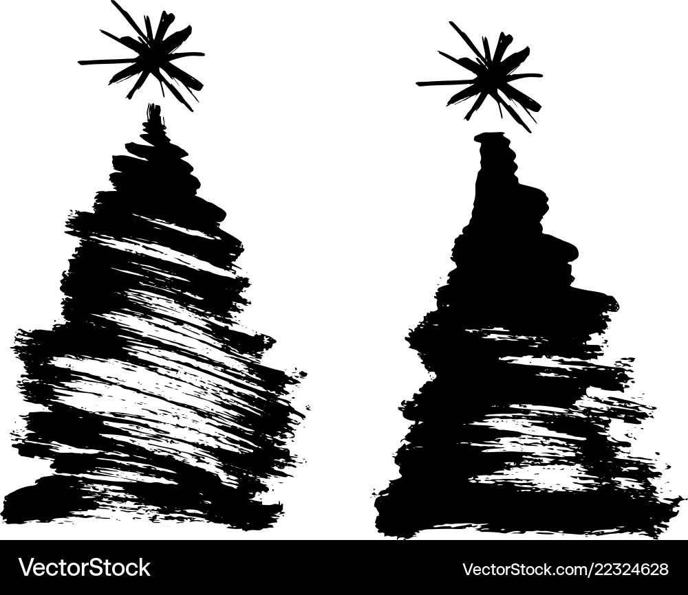 Brush drawing of a christmas tree Royalty Free Vector Image