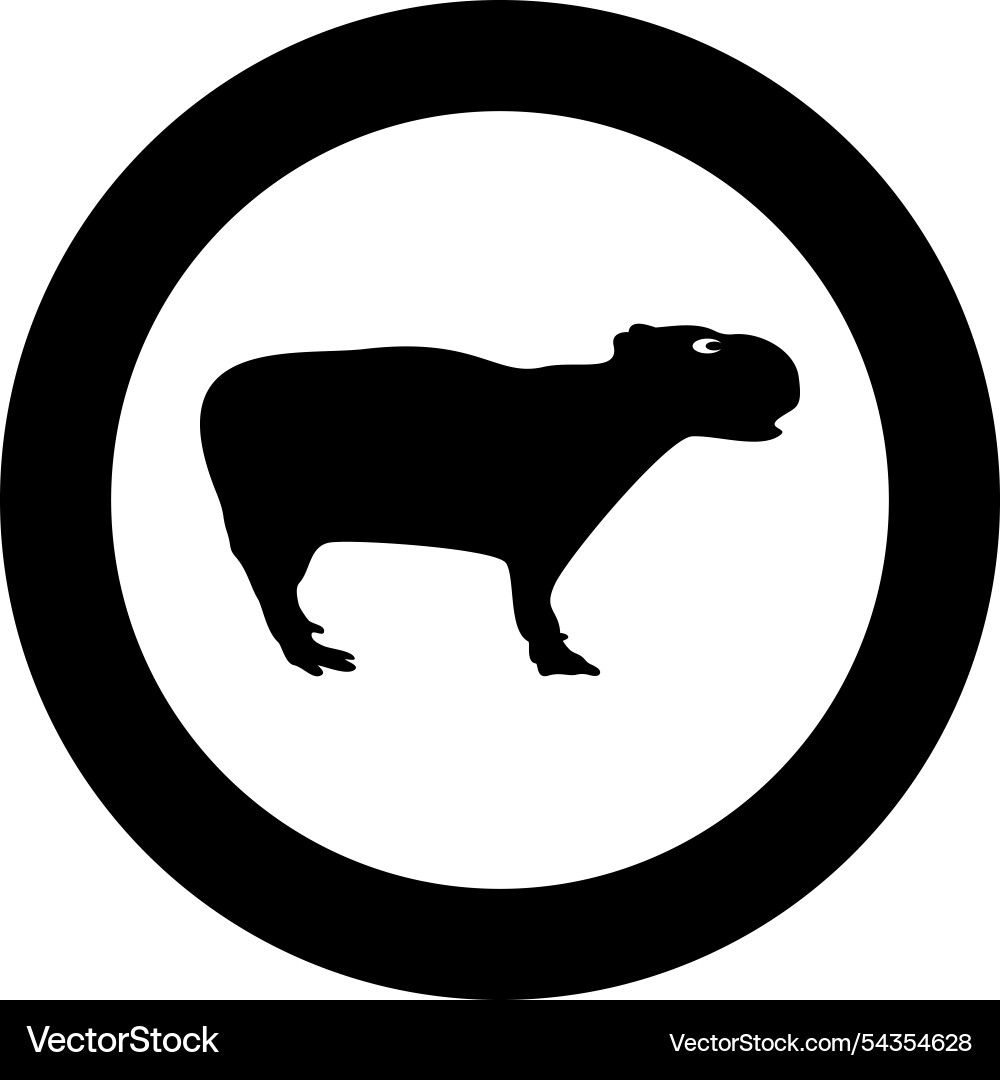 Capybara icon in circle round black color image Vector Image