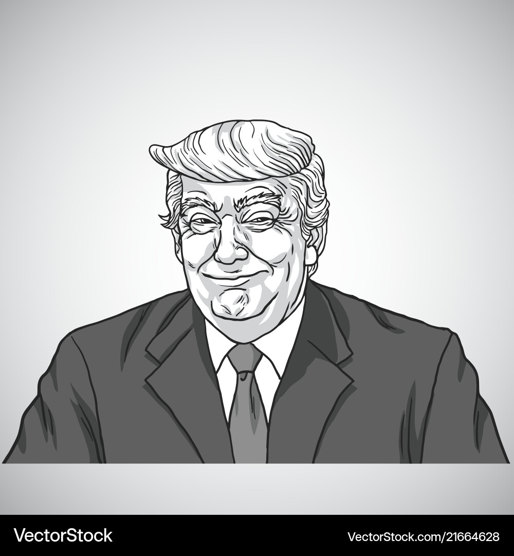 Donald trump smiling portrait drawing Royalty Free Vector