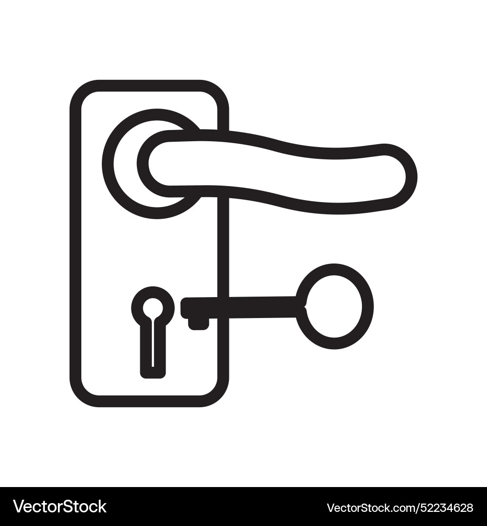 Door key icon black line art logo Royalty Free Vector Image