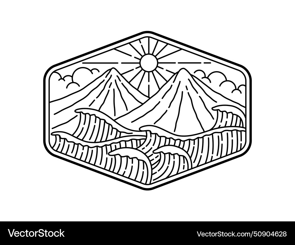 Natural scenery in the frame line art Royalty Free Vector