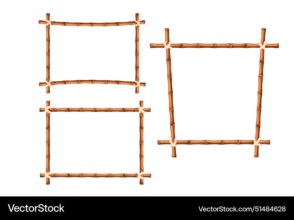 Set bamboo frame from sticks and rope in cartoon Vector Image