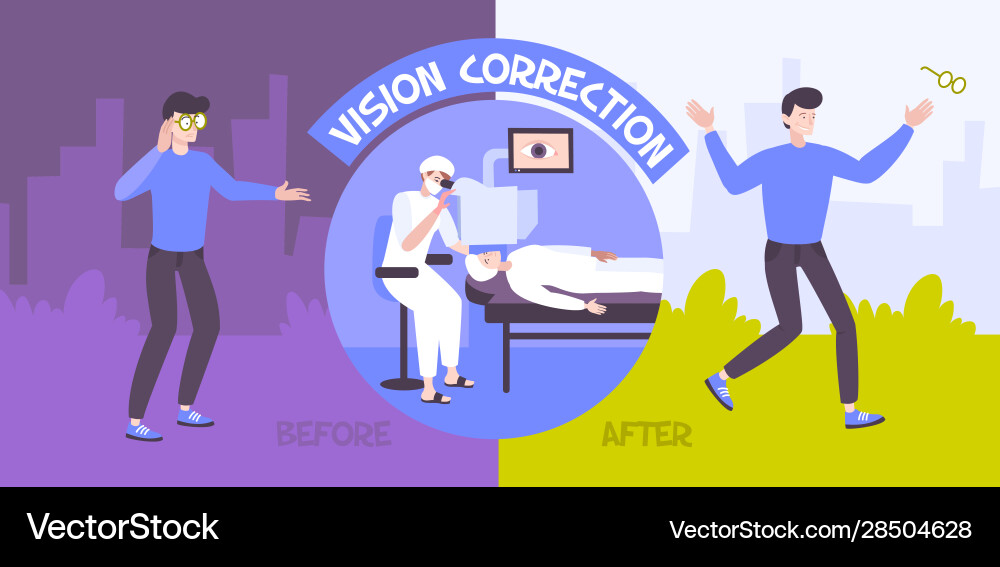 Vision correction flat concept Royalty Free Vector Image
