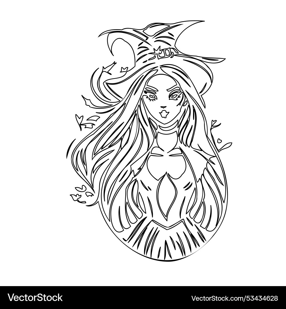 Witch outline sketch Royalty Free Vector Image