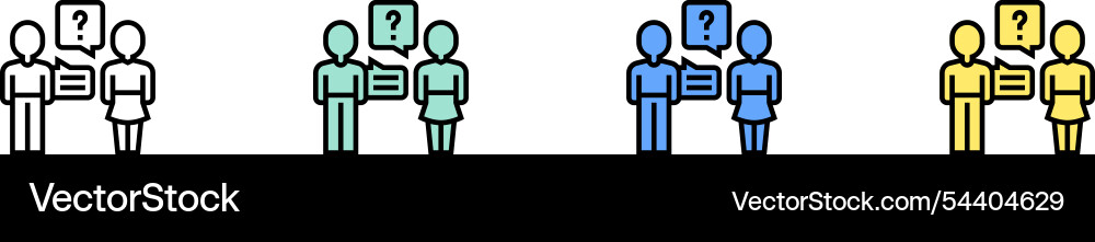Answer icon outline green blue and yellow style Vector Image
