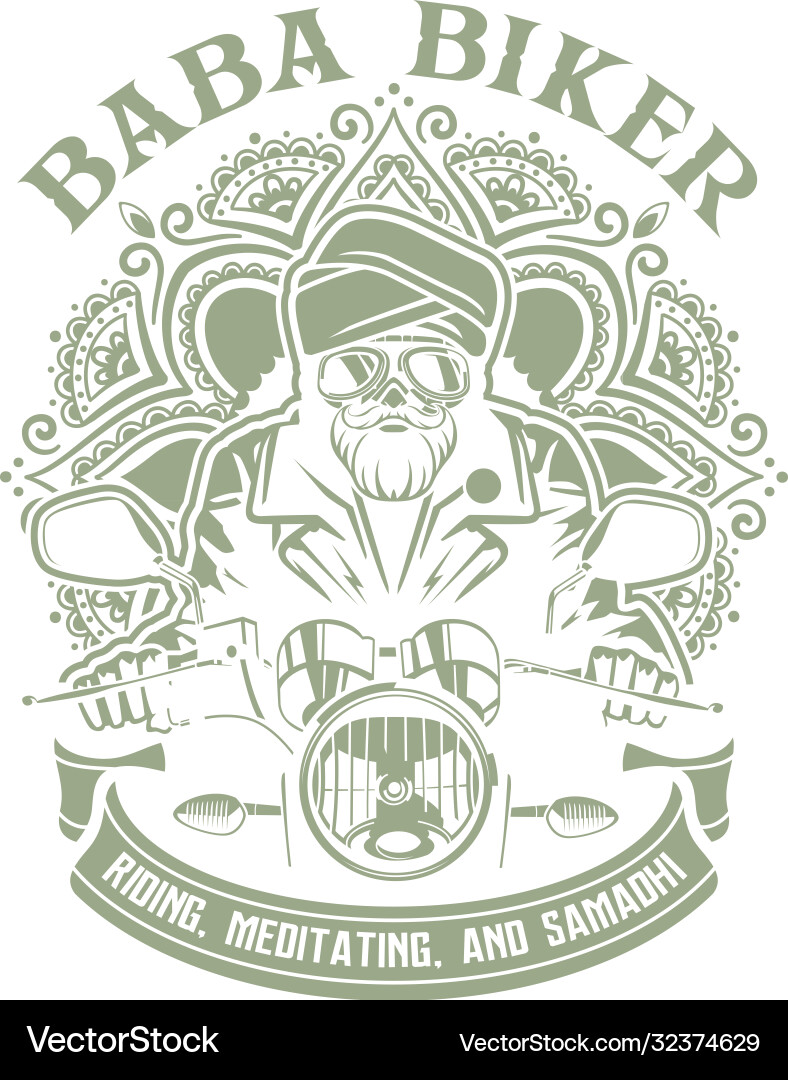 Baba biker Royalty Free Vector Image - VectorStock