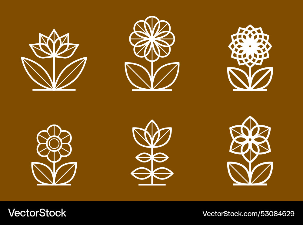 Beautiful geometric flower logos linear designs Vector Image