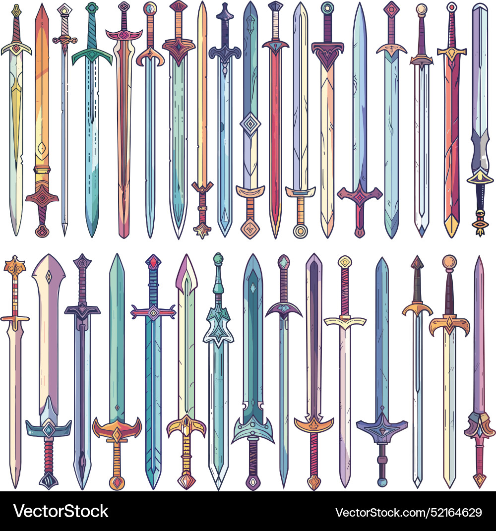Cartoon medieval swords knight sword battle Vector Image