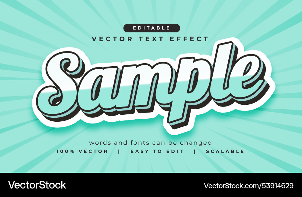Editable sample text effect style Royalty Free Vector Image