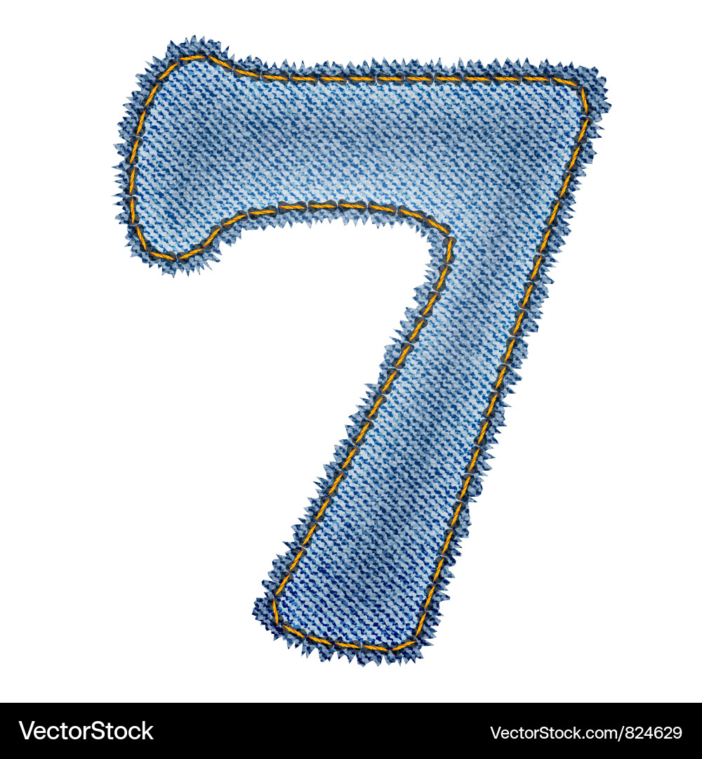 Jeans alphabet denim number 7 Royalty Free Vector Image