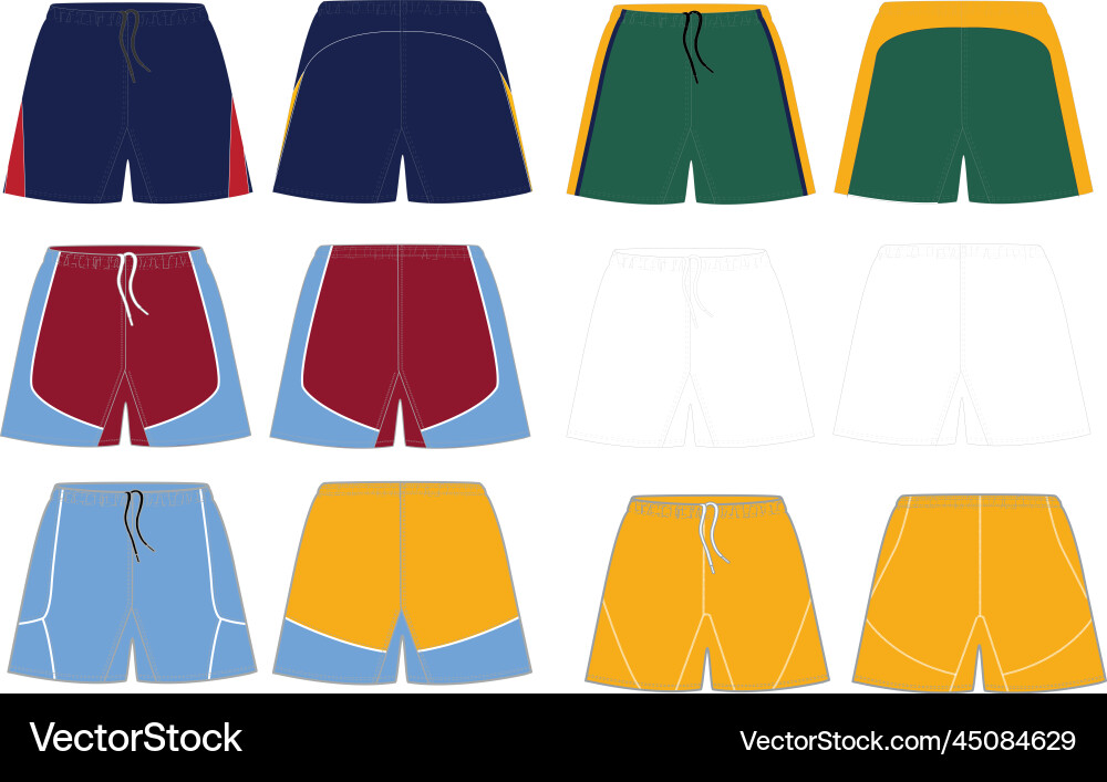 Rugby shorts mock ups Royalty Free Vector Image