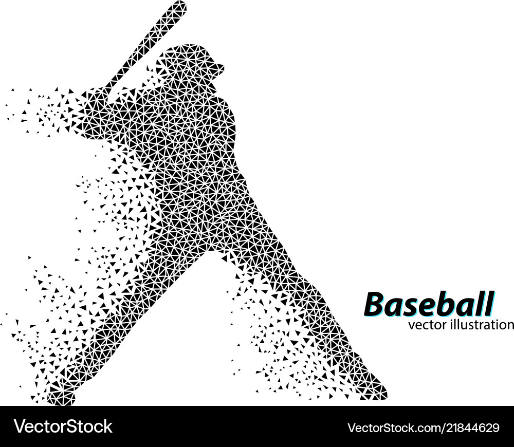 Silhouette of a baseball player from triangle Vector Image