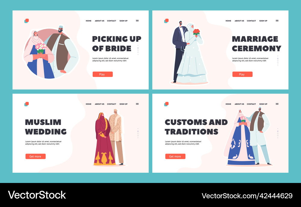 Traditional muslim couples wedding ceremony Vector Image