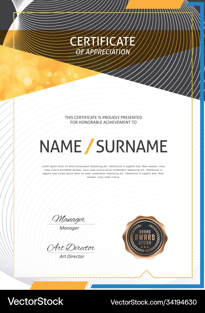 Certificate 341 Royalty Free Vector Image - VectorStock