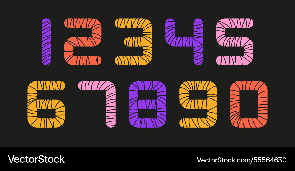 Colorful number set from 0 to 9 Royalty Free Vector Image