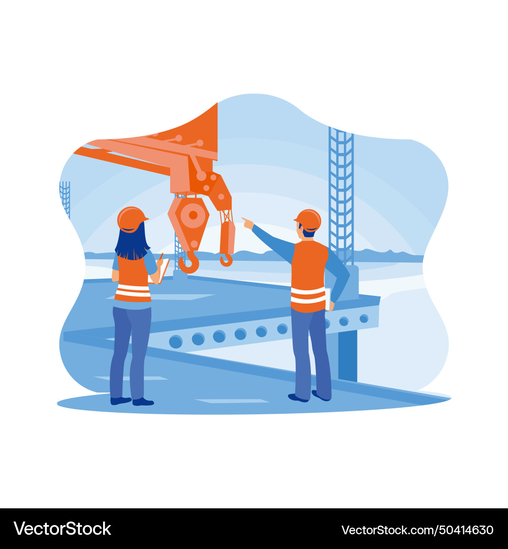 Construction team discusses quality work plans Vector Image