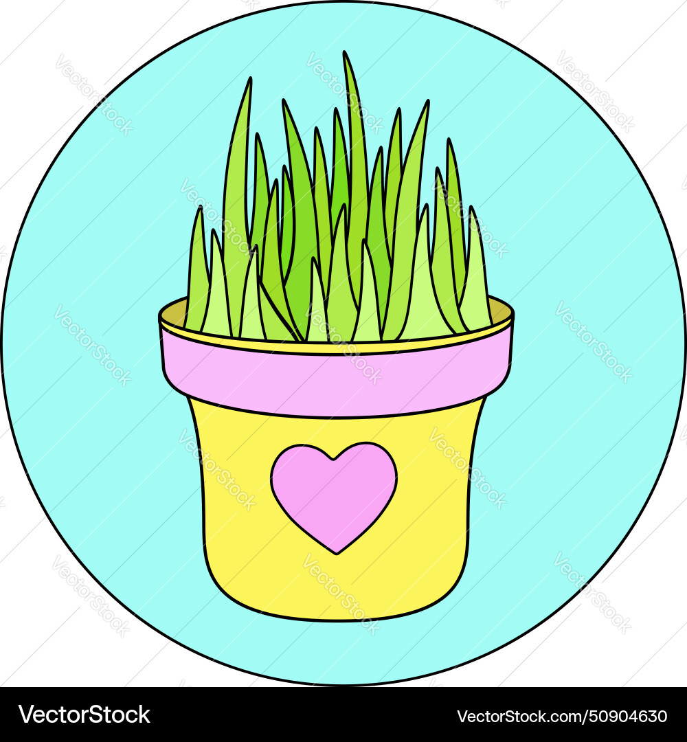 Flower pot with grass icon Royalty Free Vector Image
