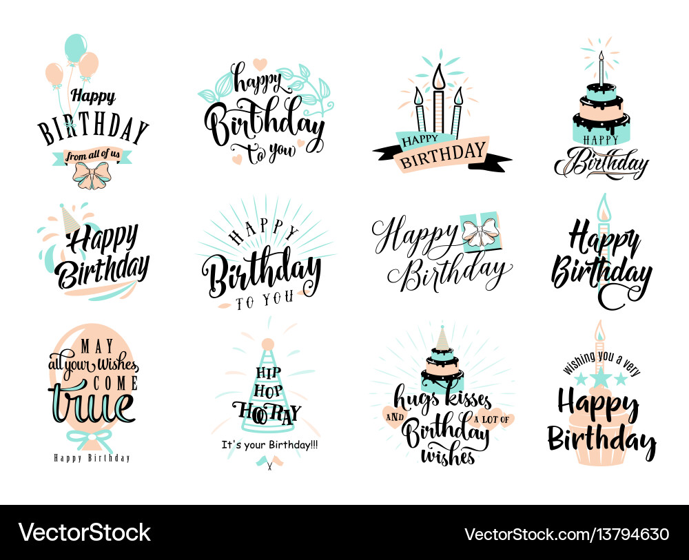 Happy birthday badge set Royalty Free Vector Image