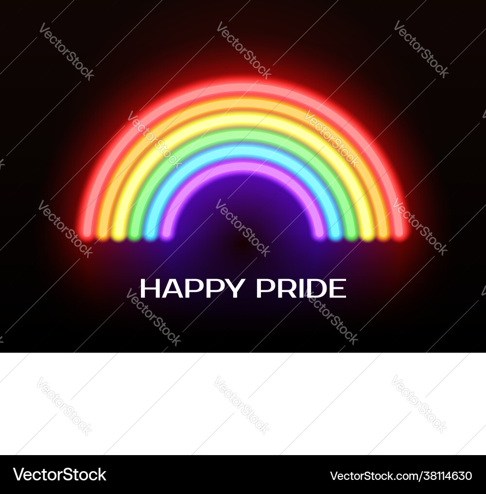 Happy pride greeting card with neon lgbt Vector Image