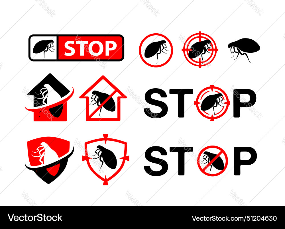 Pest control badges set design elements labels Vector Image