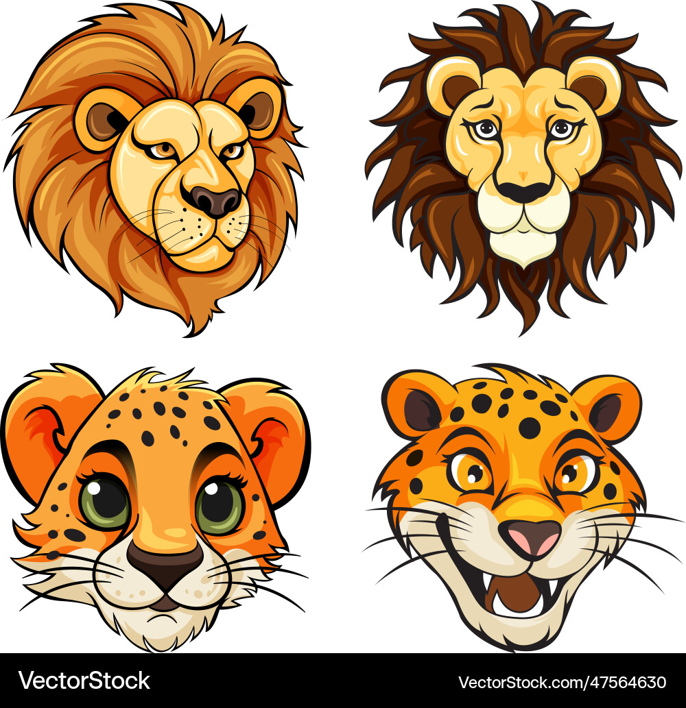 Set of animal face Royalty Free Vector Image - VectorStock