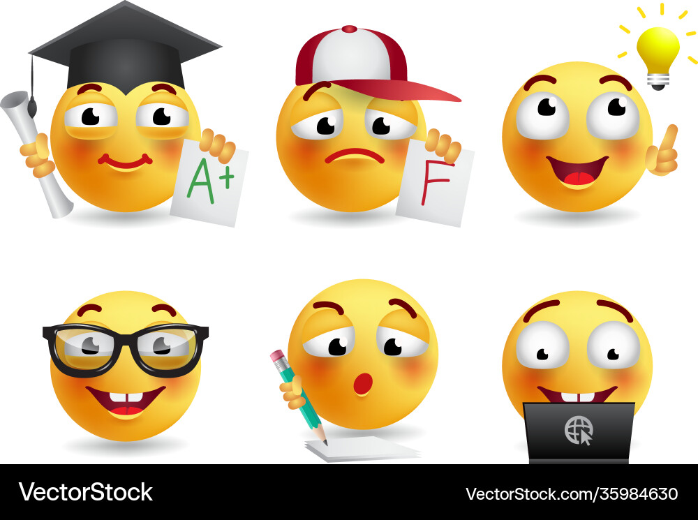 Set smileys realistic Royalty Free Vector Image