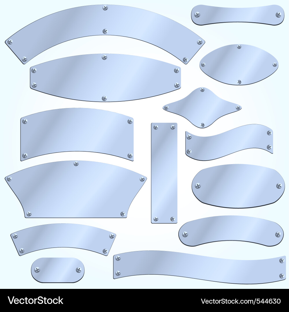 Silver Metal Plates Collection Royalty Free Vector Image
