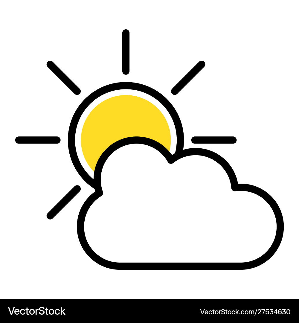 Simple icon sun and cloud Royalty Free Vector Image