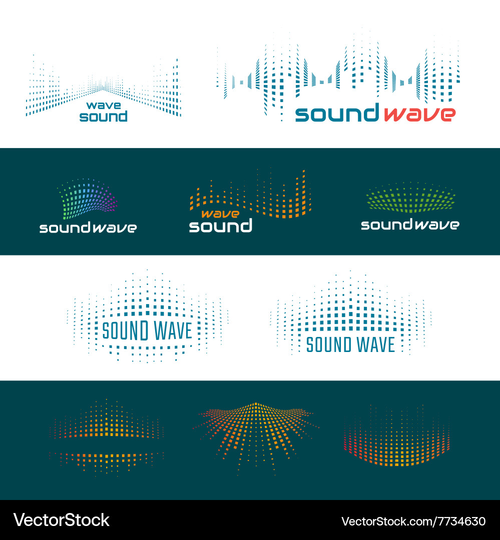 Sound Wave Logo Set Royalty Free Vector Image - VectorStock