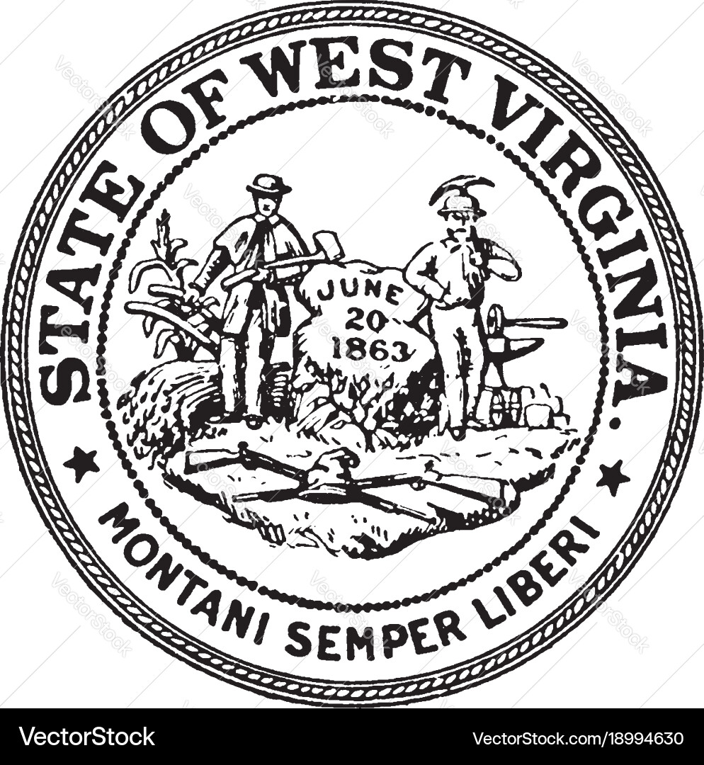 West Virginia State Seal - 1863 Royalty Free Vector Image