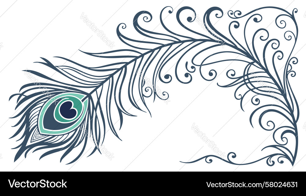 Art Nouveau Peacock Feather Corner Royalty Free Vector Image